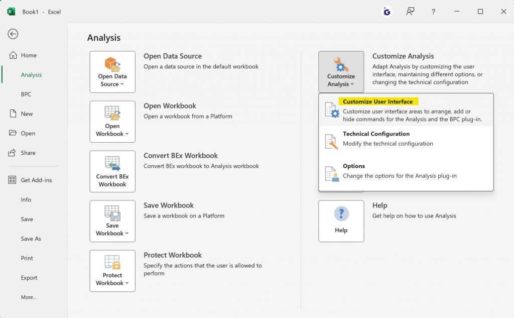 Pesta a Personalizada En Cinta De Opciones Excel Con SAP Analysis For Pesta a Personalizada En Cinta De Opciones Excel Con SAP Analysis For