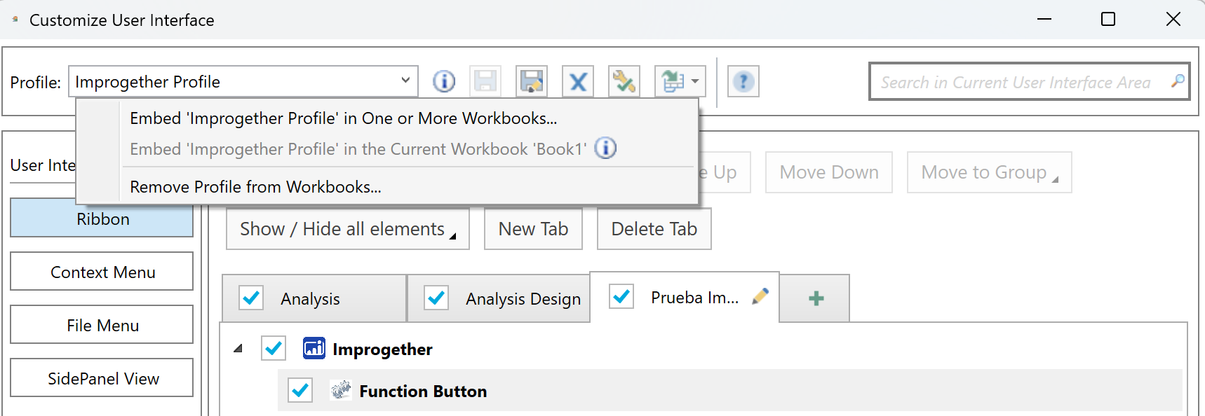 Pestaña personalizada en cinta de opciones Excel con SAP Analysis for ...